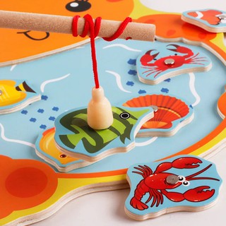 Jual mainan anak kayu pancing mancing ikan bahan kayu dengan magnet ...