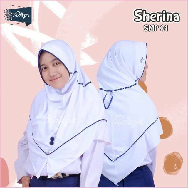Jual Jilbab Sekolah SMP MTs Warna Putih List Biru - Bergo Sherina ...