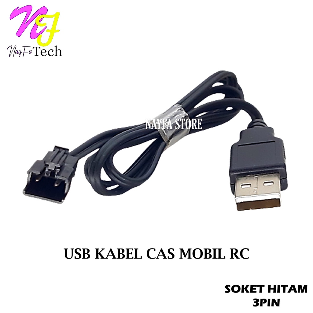 Jual Kabel Cas Baterai Mobil RC Model USB Soket Hitam 3Pin Panjang ...