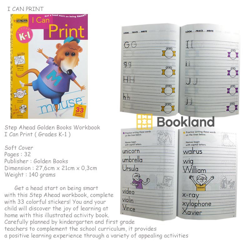 Jual Step AHead Golden Books Workbook - I Can Print ( K-1 ) | Shopee ...