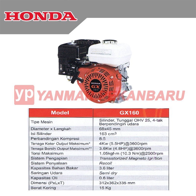 Jual Mesin Penggerak / Engine Bensin HONDA GX 160 T2 | Shopee Indonesia