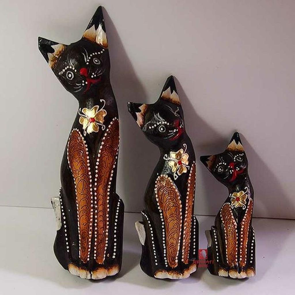 Jual Patung Kucing Manis Set 3 in 1 Motif Resin | Shopee Indonesia