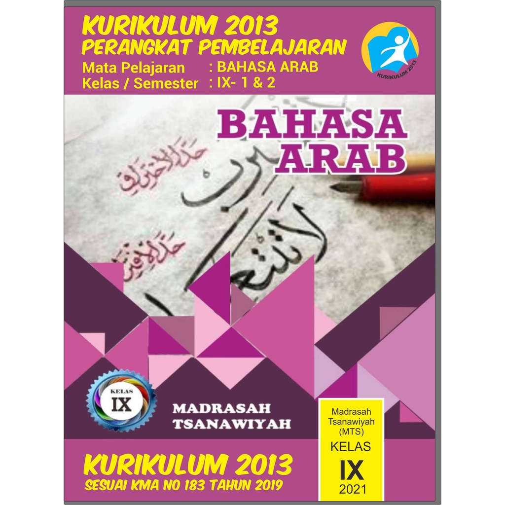 Jual Administrasi Pembelajaran BAHASA ARAB Kelas 9 MTs (Buku Kerja 1 & 2) Silabus, KKM, PROTA ...