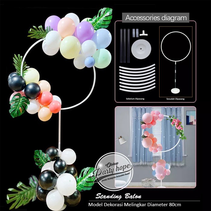 Jual Tiang Dekorasi Balon Bulat melingkar / Standing Base Balon Holder ...