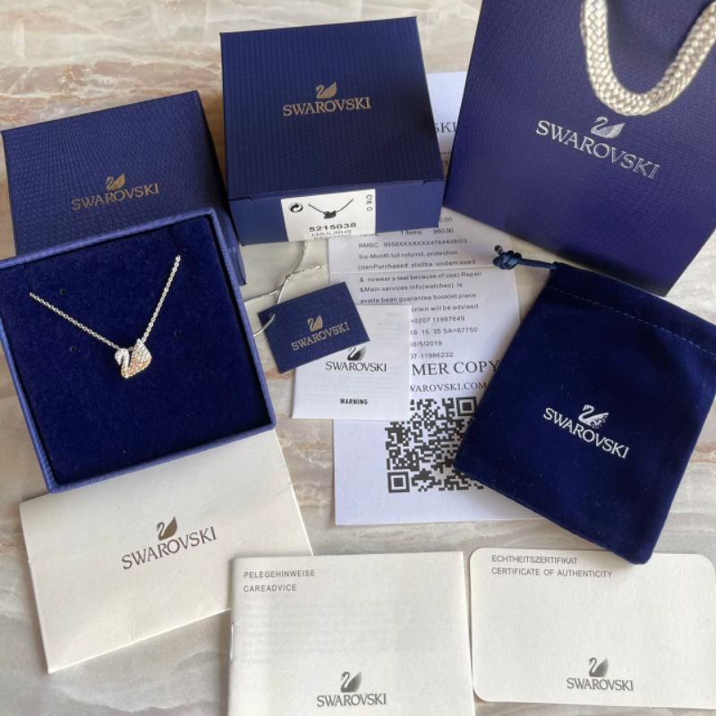 Jual Swarovski Necklace Blue Box Fullset | Shopee Indonesia