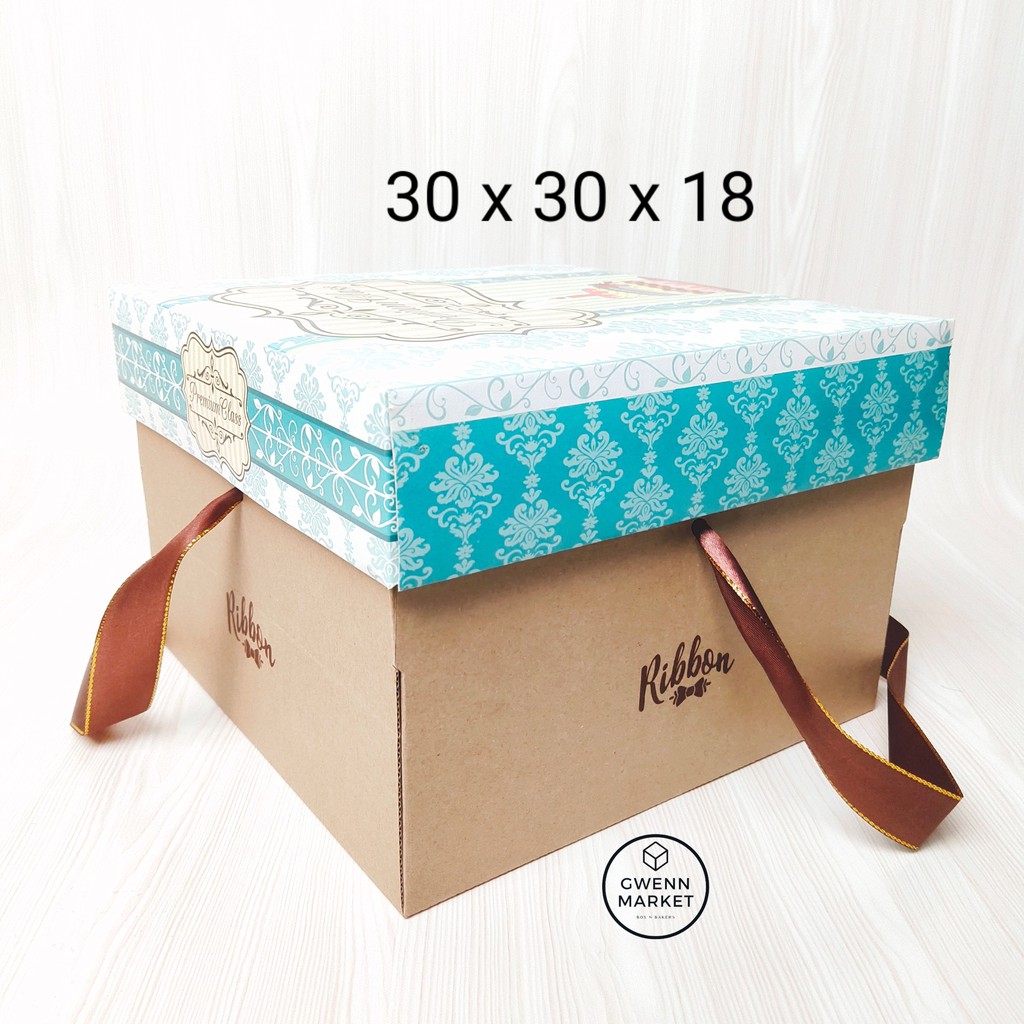 Jual Dus kue per 5pcs kotak kue kotak cake box kue biru pudding ribbon ...
