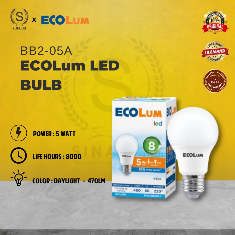 Jual ECOLUM BOHLAM LAMPU LED BULB 5 W 5 WATT 5W | Shopee Indonesia