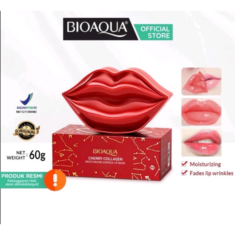 Jual BIOAQUA Masker Bibir Cherry Collagen | GOLD 24K Moisturizing ...
