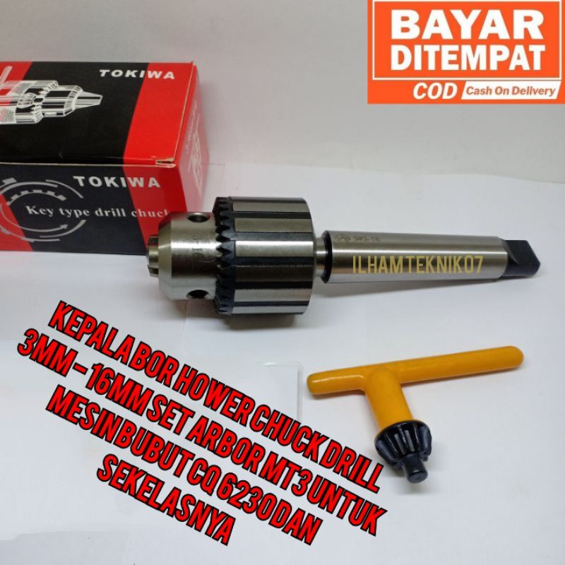Jual Kepala Bor Hower Chuck Drill 3mm - 16mm Set Arbor MT3 Untuk Mesin ...