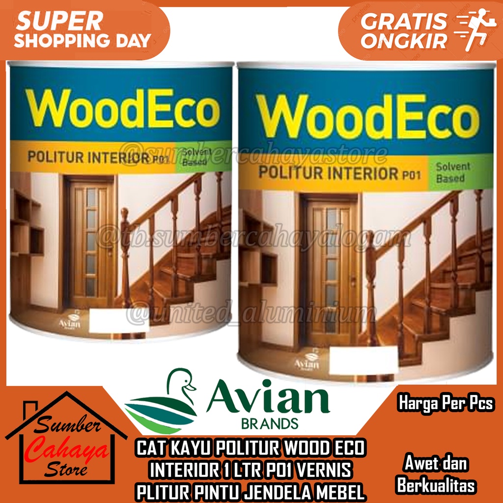 Jual CAT KAYU POLITUR WOOD ECO INTERIOR 1 LTR P01 VERNIS PLITUR PINTU ...