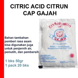 Jual CITRIC ACID CITRUN CAP GAJAH 1 PACK 20 SACHET / CITRUN / PEMUTIH ...