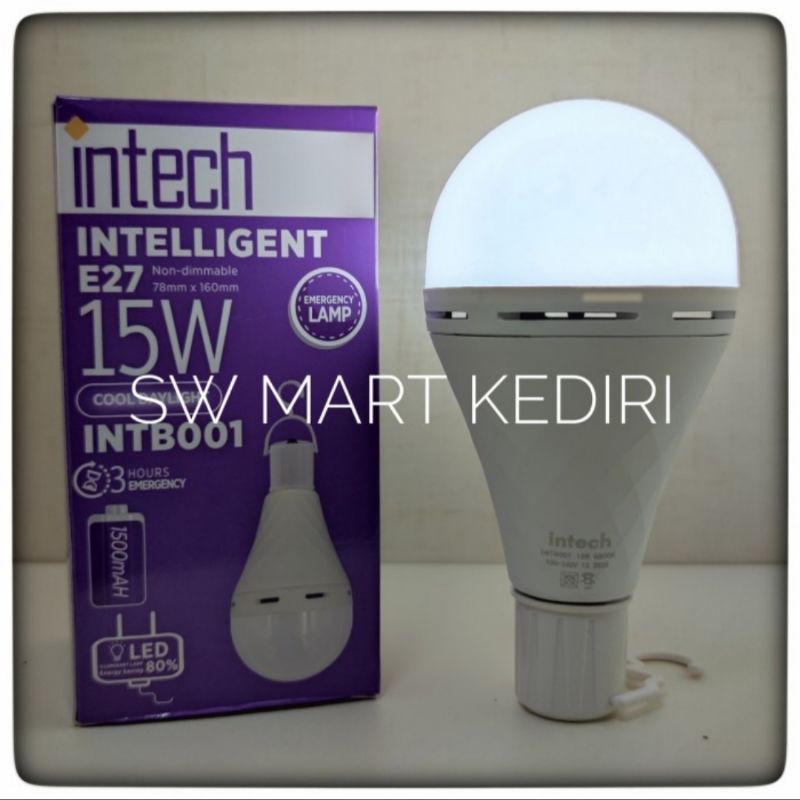 Jual Intech Lampu LED Emergency Rechargeable 15 Watt - Putih | Shopee ...