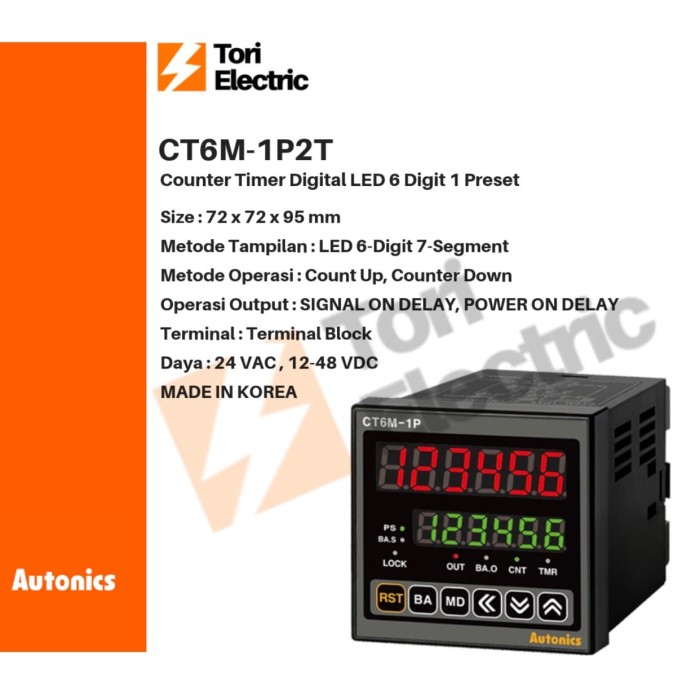 Jual AUTONICS CT6M-1P2T Counter Timer Digital CT Series 100% ORI ...