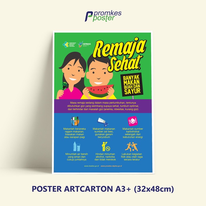 Jual Poster Kesehatan PHBS di Sekolah Remaja Sehat Makan Buah dan Sayur ...