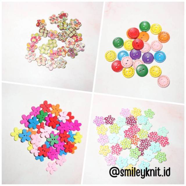Jual Kancing Kayu Wooden Button Kecil Bisa Pilih Motif untuk Rajut ...