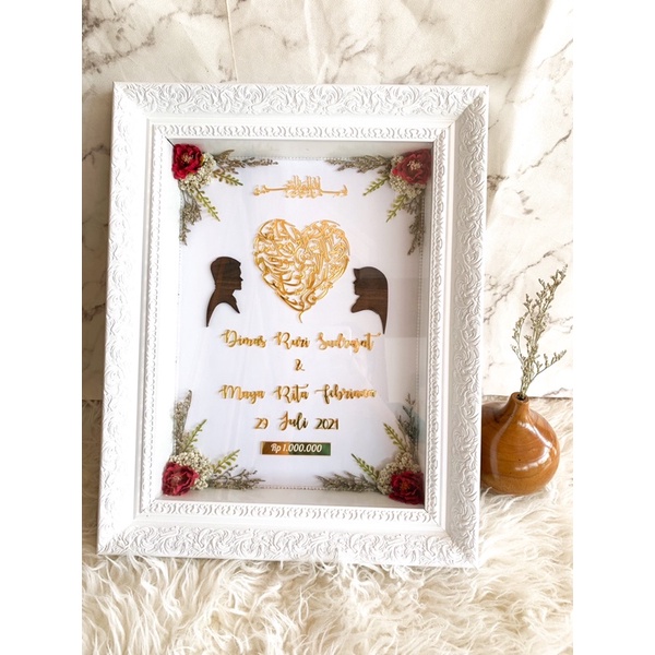 Jual Mahar Akrilik Pinggiran Bunga Frame Putih 30x40 | Shopee Indonesia