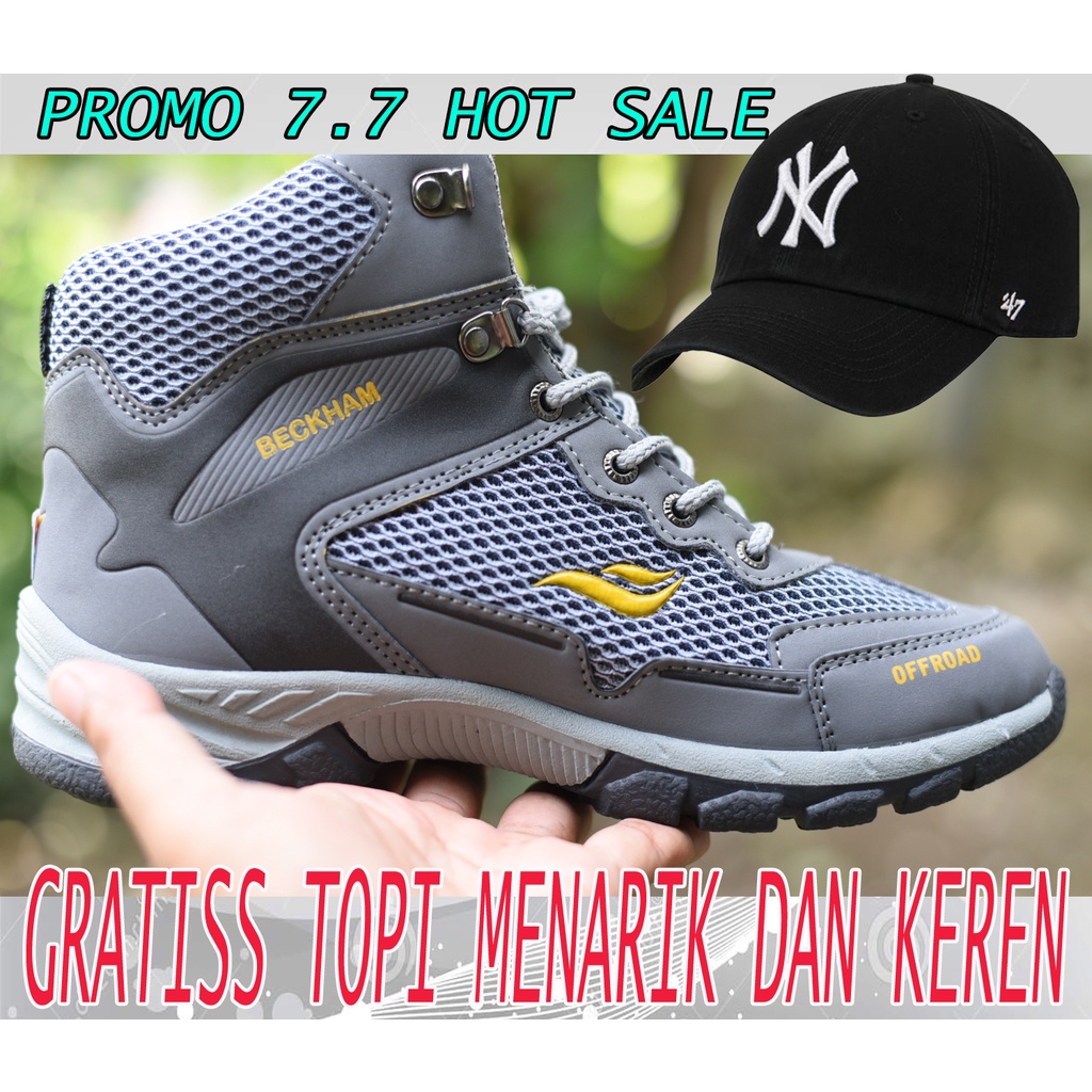 Jual Sepatu boot Beckham(offroad) fullgrey outdoor hiking tracking pria ...