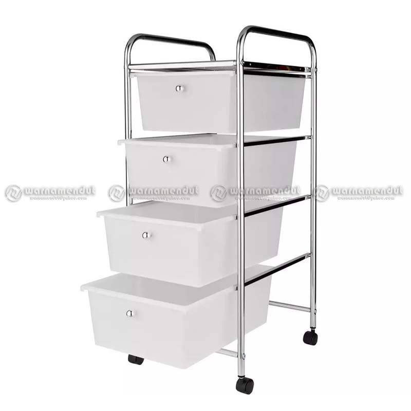 WEO HC003483 Rak troli organiser krom beroda dengan 4 susun laci ...