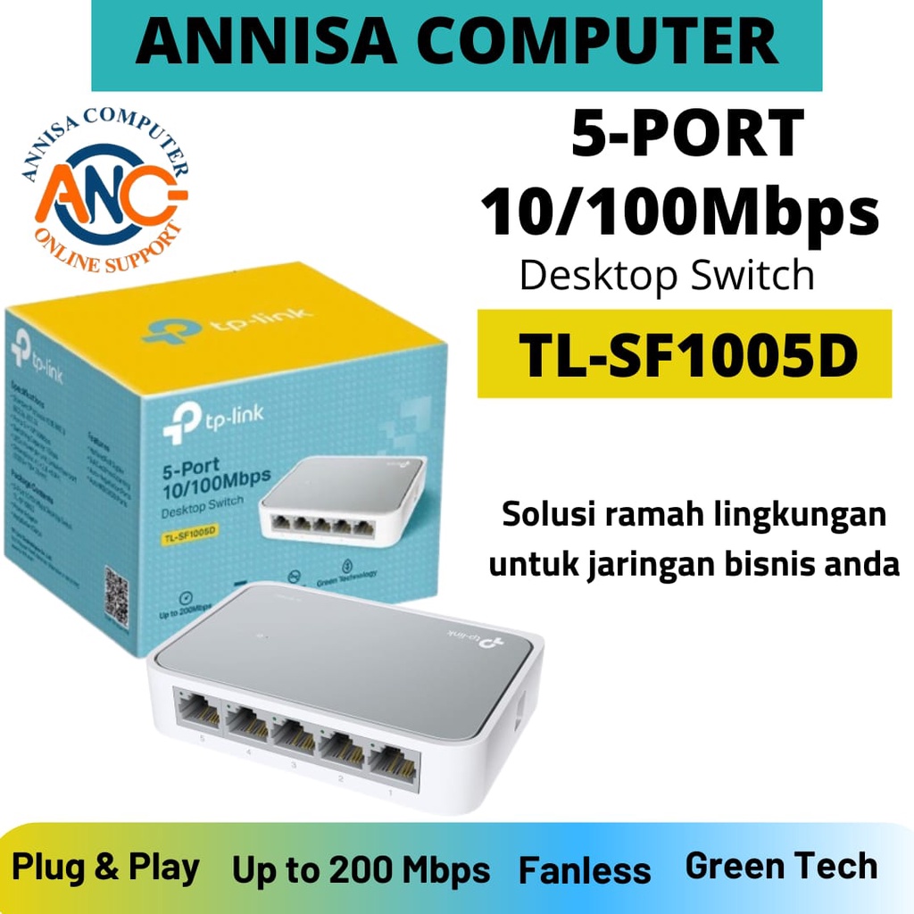 Jual TP Link TL-SF1005D 5-Port 10/100Mbps Desktop Switch TPLINK HUB 5 Port | Shopee Indonesia