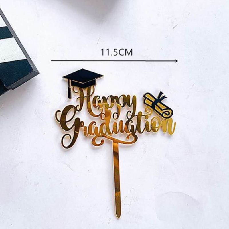 Jual Cake Topper Akrilik tulisan Happy Graduation | Shopee Indonesia