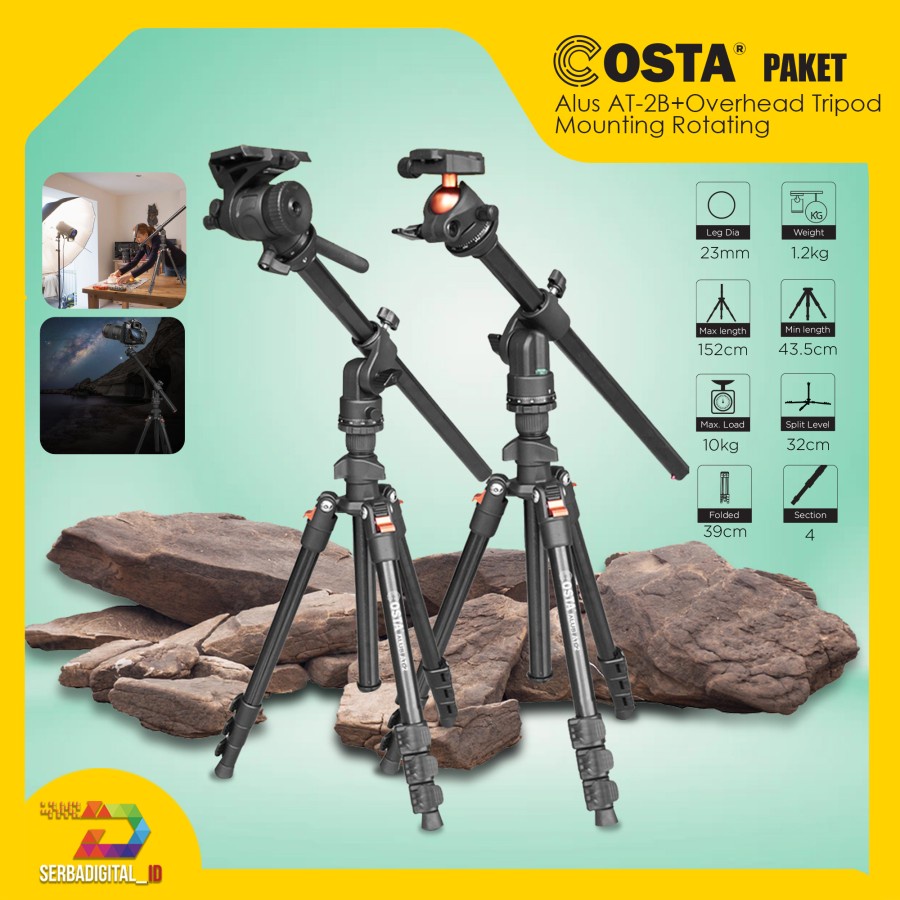 Jual COSTA Alus AT-02 Tripod Overhead / Flat Lay / Top Down Heavy Duty ...
