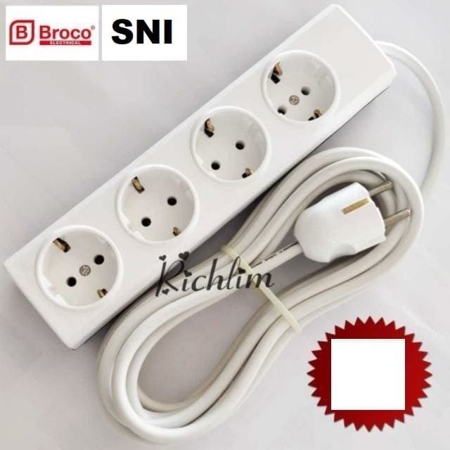 Jual BROCO KABEL EXTENSION 4 LUBANG - 5 MTR SNI STOP KONTAK COLOKAN ...