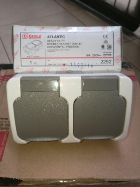 Stop Kontak BROCO 2 Lubang / Stop Kontak Double Outbow Tutup BROCO ...