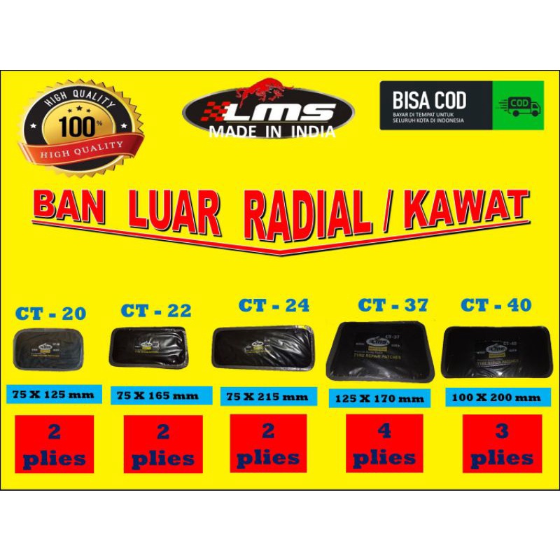 Jual karet tubles tip top LMS patch tiptop the Bestpatch sistim dingin ...