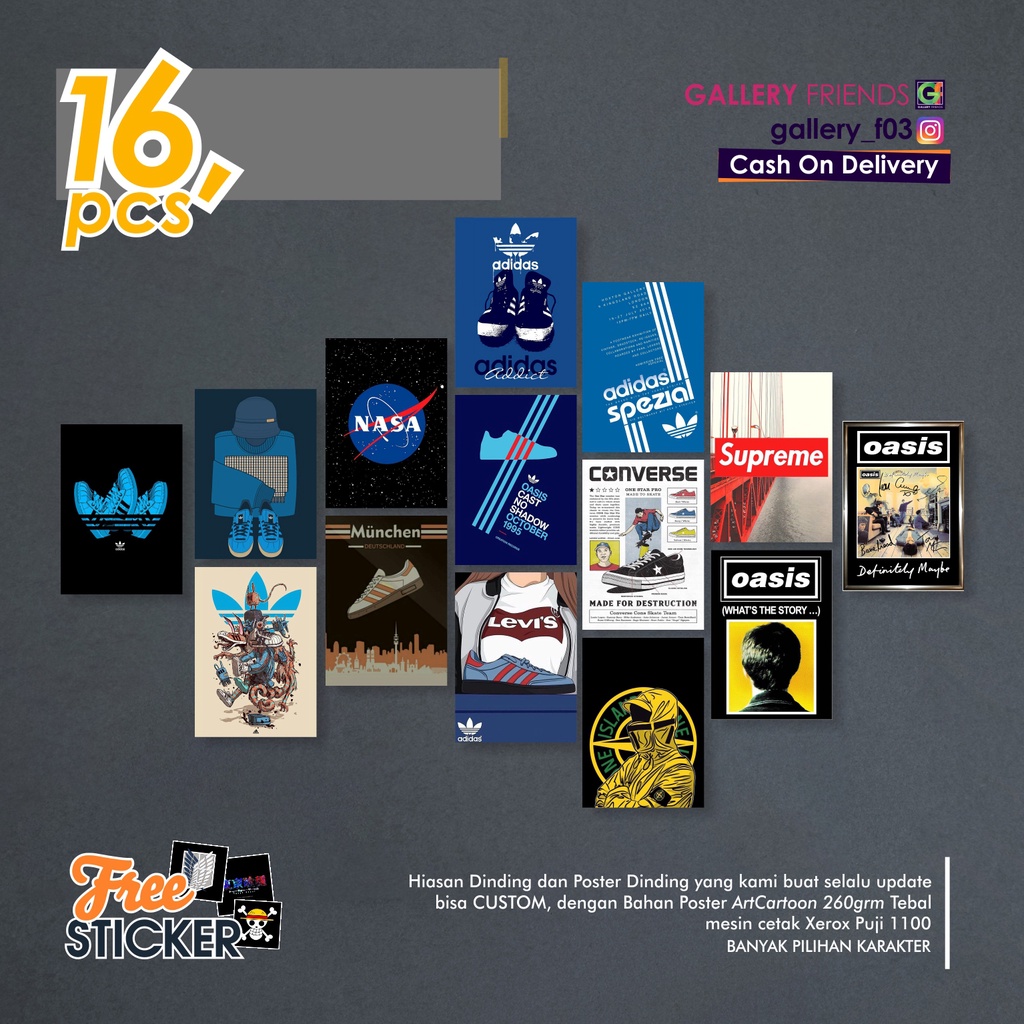 Jual [16PCS] Poster Dingding Kamar Cowo dan Cewe DIstro Casual Edition ...