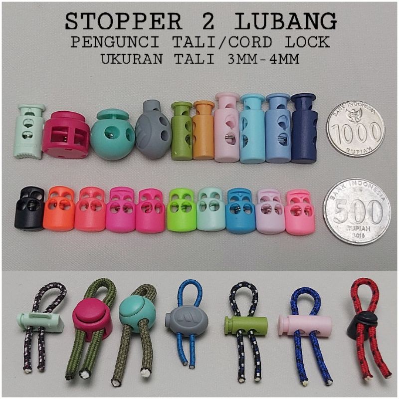 Stopper Tali Stoper Botol 2 Lubang Tali Serut Cord Lock Pengunci Tali ...
