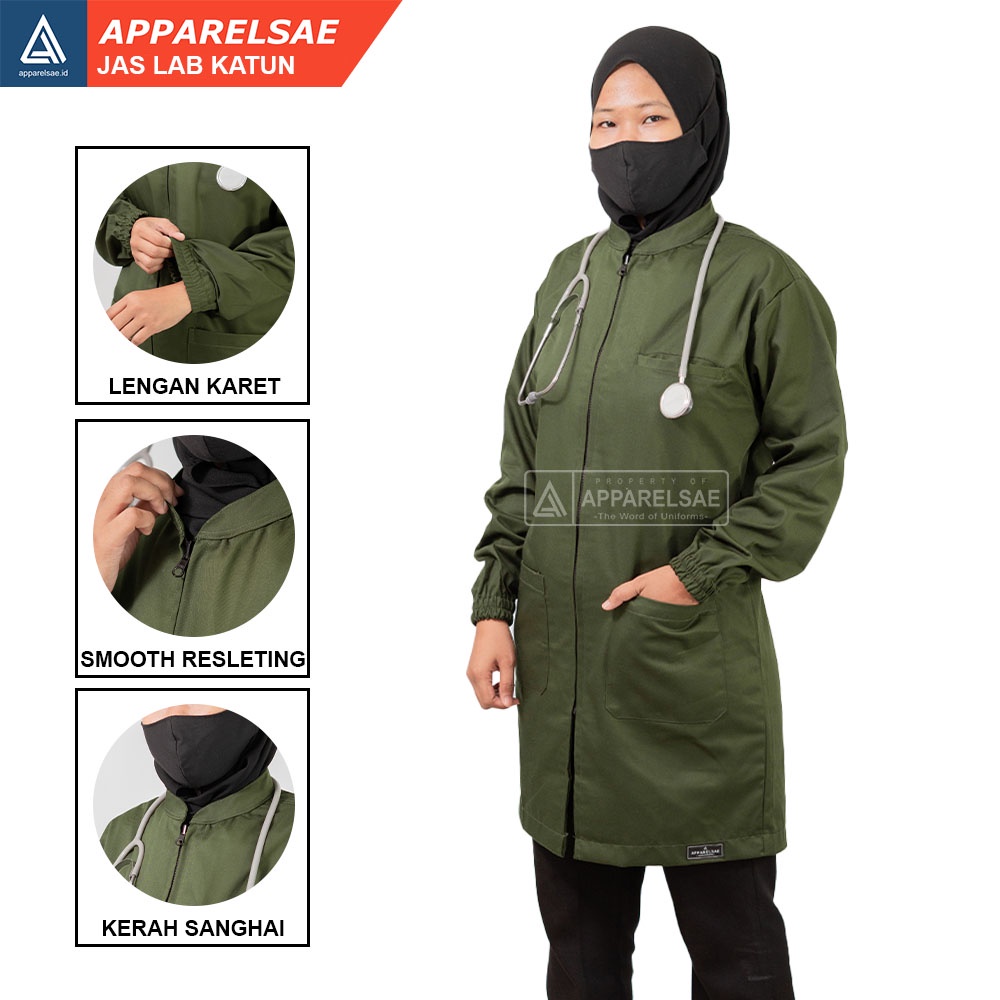 Jual JAS LAB /JAS LABORATORIUM KATUN LEMBUT & TEBAL LENGAN KARET WARNA ...