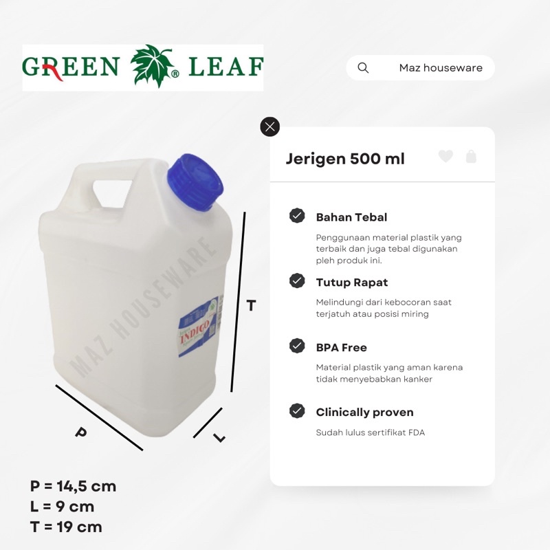 Jual Jerigen Dirigen Jrigen Botol Minyak Botol Bensin ukuran 500ml / 0 ...