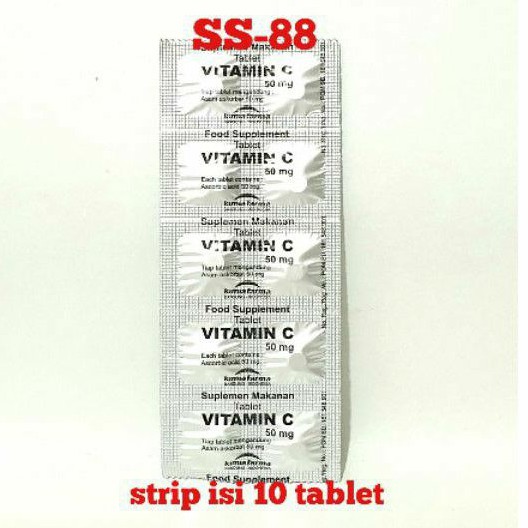 Jual VITAMIN C ~ 50mg (STRIP ISI 10 TABLET) | Shopee Indonesia