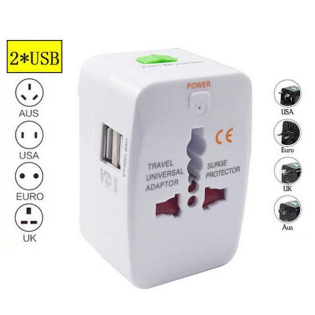 Jual Travel universal adaptor 2 USB | Shopee Indonesia