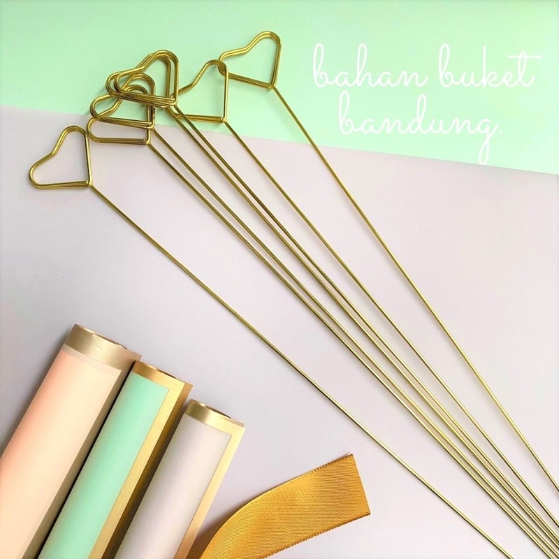 Jual Stik Kartu Ucapan Buket Bunga Bentuk Love Besi Gold-Stick Card ...