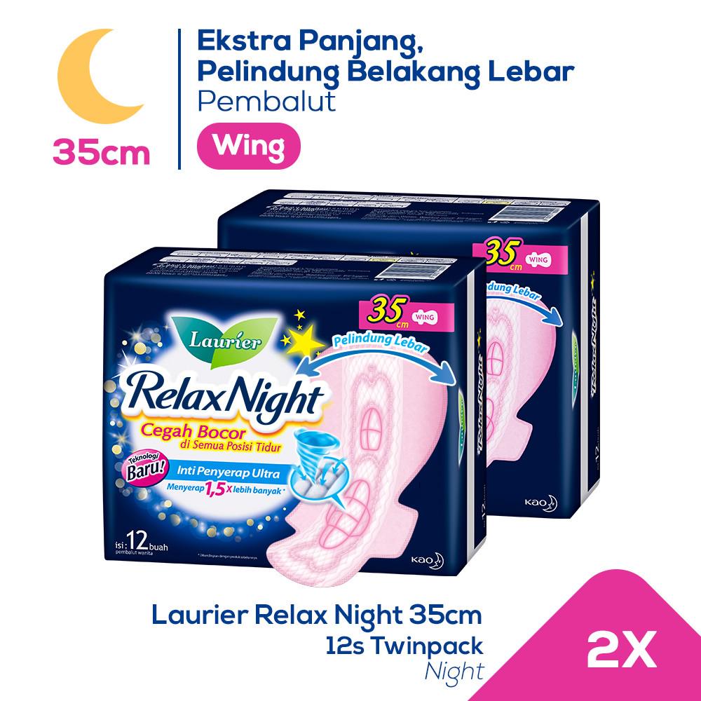 Jual Laurier Relax Night 35cm 12S Pembalut Twinpack Indonesia|Shopee ...