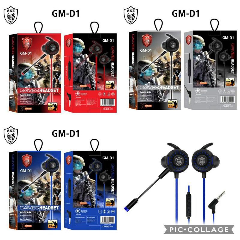 6 Pilihan Headset Gaming AKZ GM-D1 dan GM-D3 Earphone HP Kualitas Premium Dual Mic mirip ...