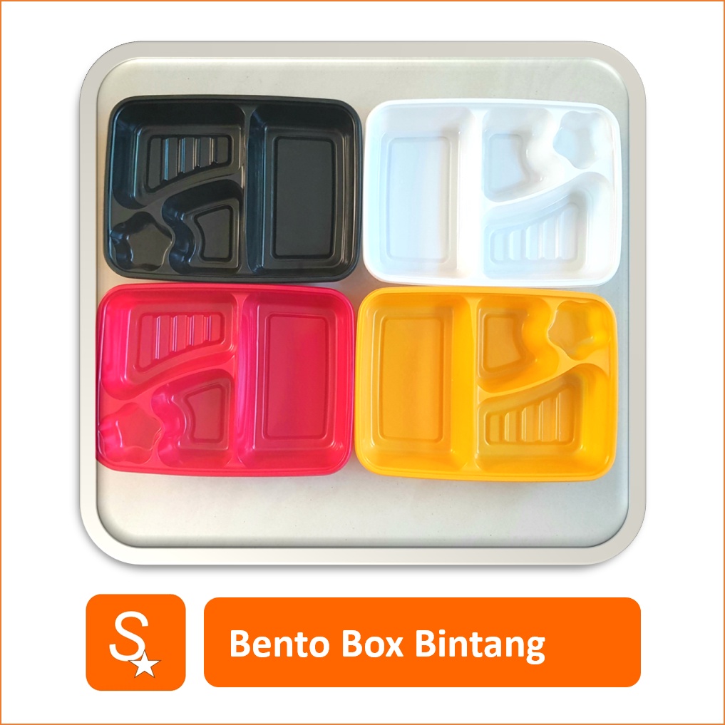 Jual Bento Box Sekat 4 Bintang (isi 50 pcs) / Tray Bento / Mika Bento ...
