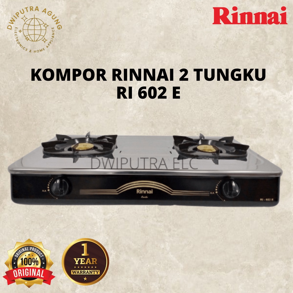 Jual KOMPOR GAS RINNAI 2 TUNGKU STAINLESS RI602E RI-602E RI 602E | Shopee Indonesia