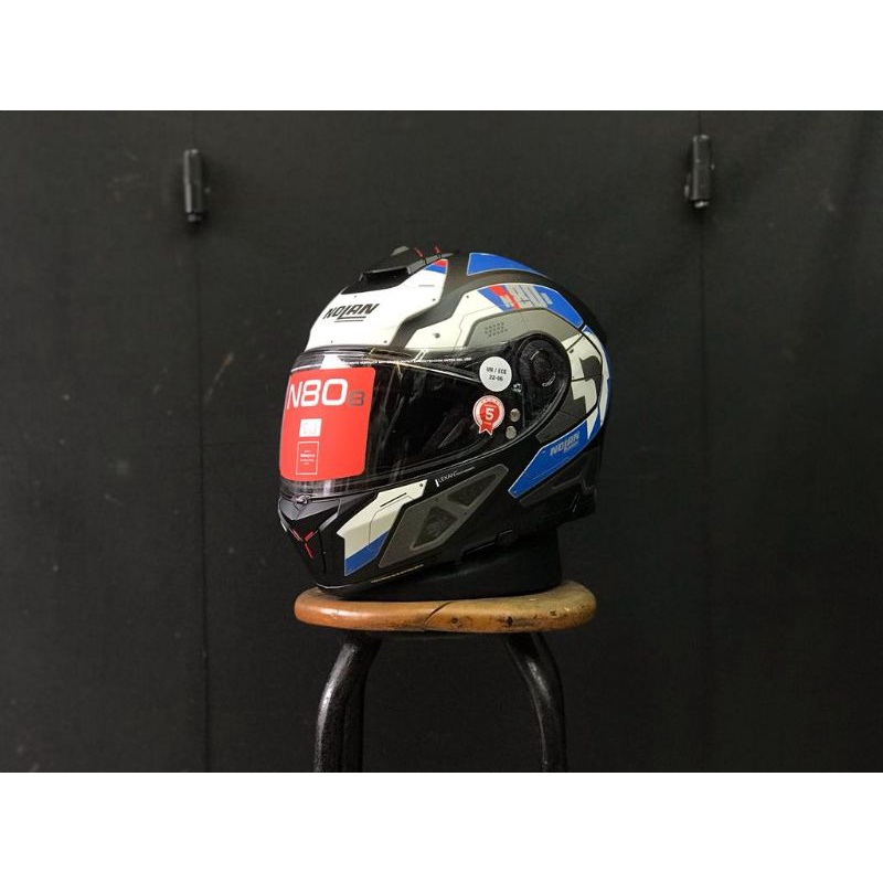 Jual Helm Motor Full Face Nolan N808 Starscream Flat Black White Blue ...