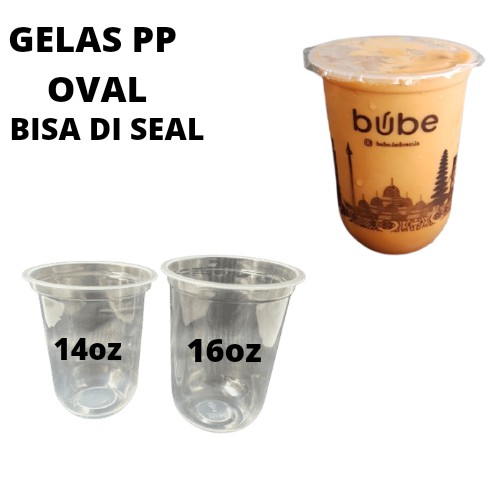 Jual Gelas Cup Plastik Bening Oval 14oz 16oz l Gelas Boba Isi 50 Pcs ...