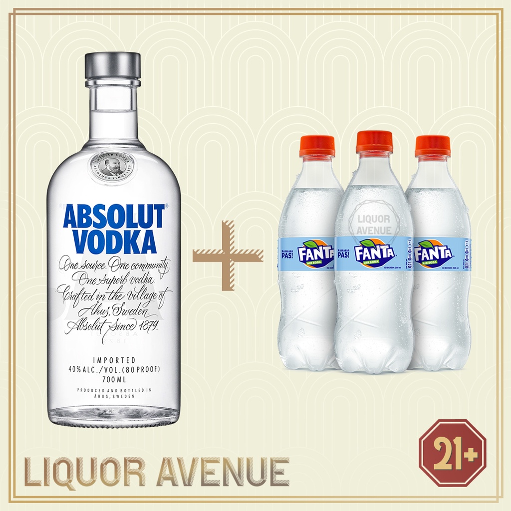 Jual Absolut Blue Vodka 700ml + 3 Soda Water | Shopee Indonesia