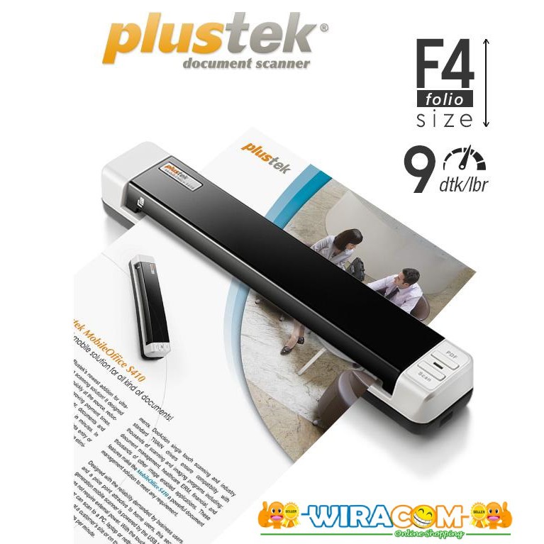 Jual Scanner Plustek portable S410 - Folio/F4 - 9dtk/lembar GARANSI ...
