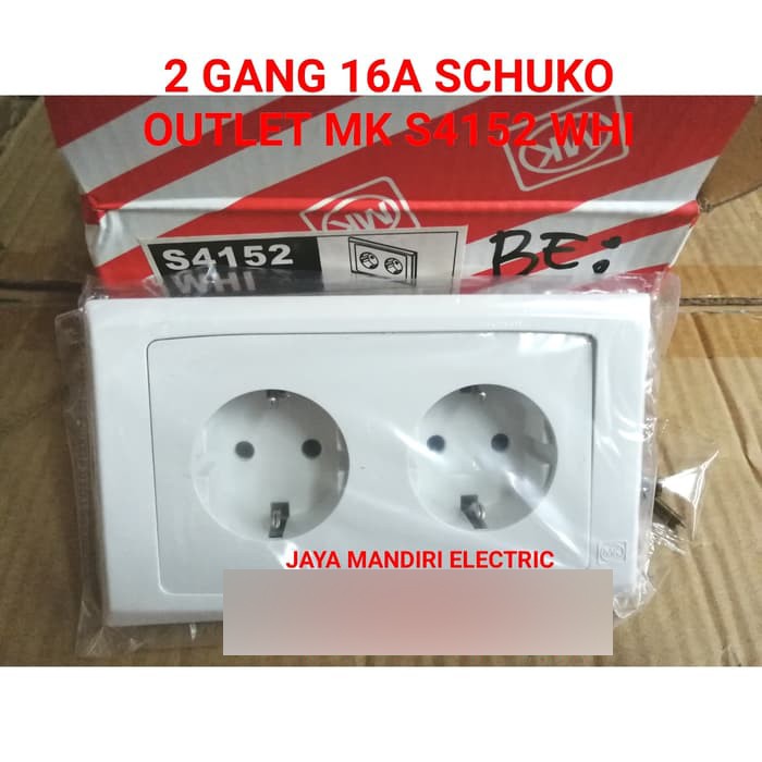 Jual STOP KONTAK MK 2 GANG 16A SCHUKO SOCKET OUTLET S4152 WHI ...
