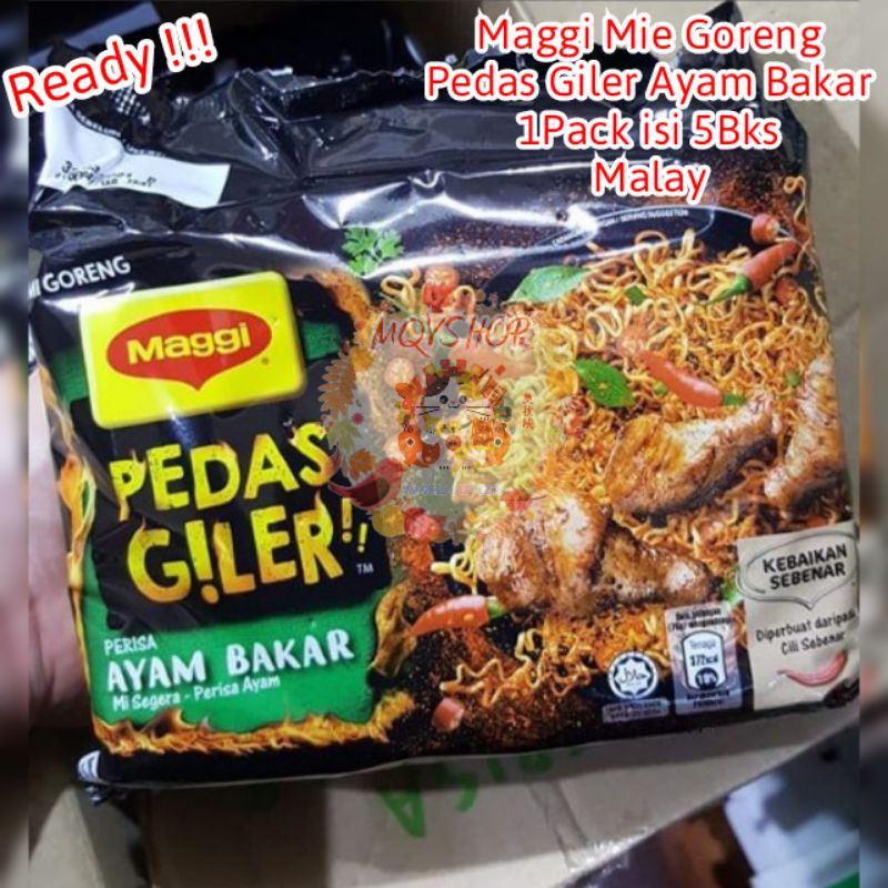 Jual Maggi Mie Goreng Pedas Giler Rasa Ayam Bakar 1 Pack 5 Bks Malay ...