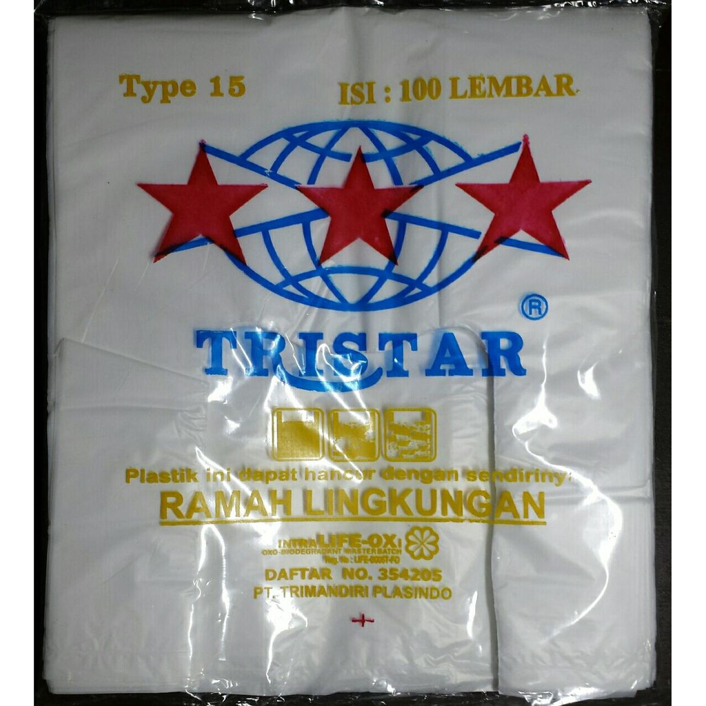 Jual Kantong Keresek Kresek Tristar Merah / Putih Uk 24 100 Lembar ...