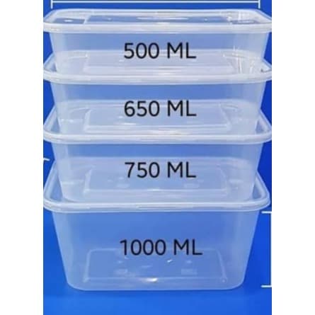 Jual (Isi 25pc/slop)THINWALL RECTANGLE / BOX KOTAK PLASTIK/ KOTAK MAKAN 500ML,650ML,750ML,1000ML ...