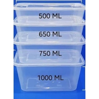 Jual (Isi 25pc/slop)THINWALL RECTANGLE / BOX KOTAK PLASTIK/ KOTAK MAKAN 500ML,650ML,750ML,1000ML ...