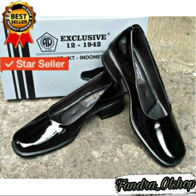 Jual Exclusive Sepatu PDH Pantofel Dinas Wanita Kulit Hitam Glossy Lux ...