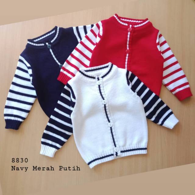 Jual Sweater Anak Rajut Polos Putih Merah 10 Bulan 8830 | Shopee Indonesia
